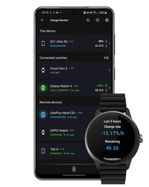Export battery logs to TXT & CSV–Energy Monitor for Android and WearOS
